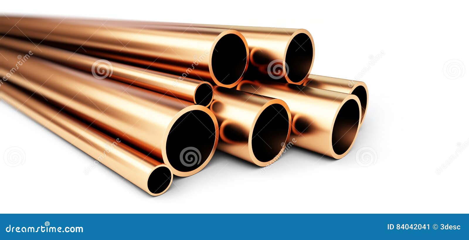 Set of Copper Pipes of Different Diameter . on White Background Stock ...