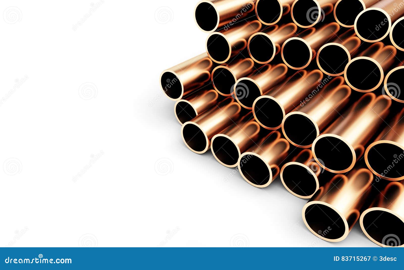 Set of Copper Pipes. Isolated on White Background Stock Illustration ...