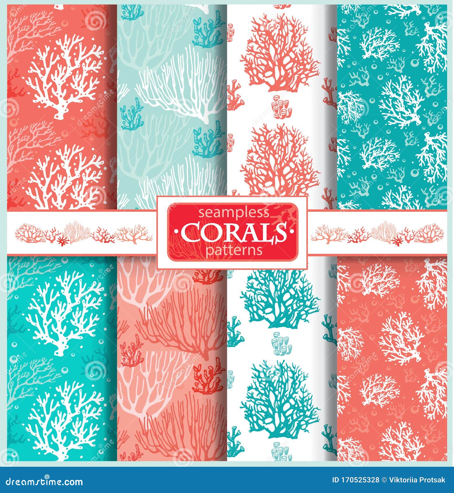 Set of Corals Seamless Patterns Stock Vector - Illustration of colorful ...