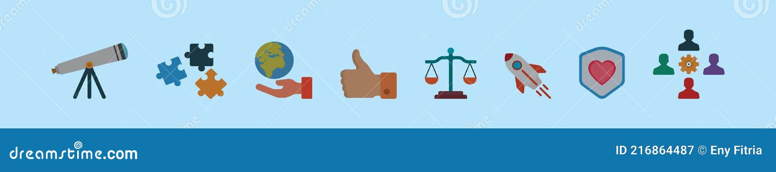 Set of Core Value Cartoon Icon Design Template with Various Models ...