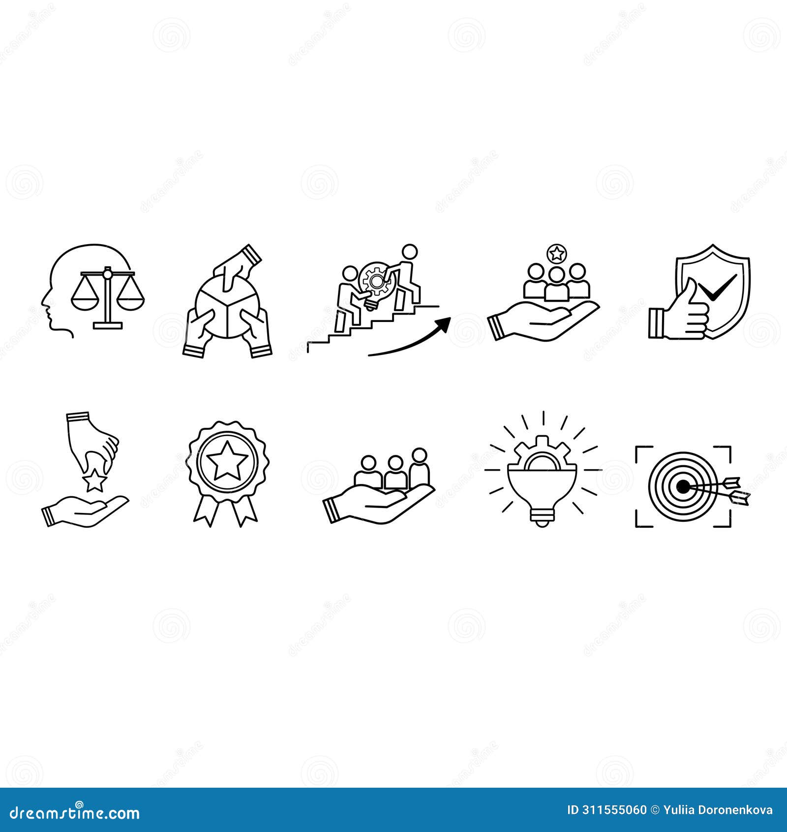 Commitment To Innovation Icons Set Outline Vector. Passion Trust Vector ...