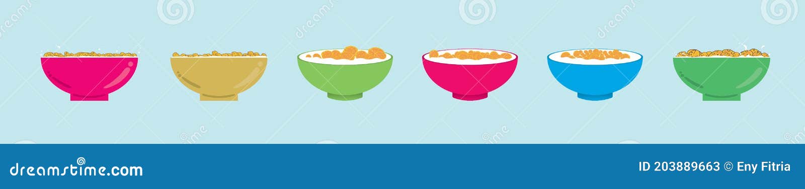 Set of Corn Flakes Cartoon Icon Design Template with Various Models ...