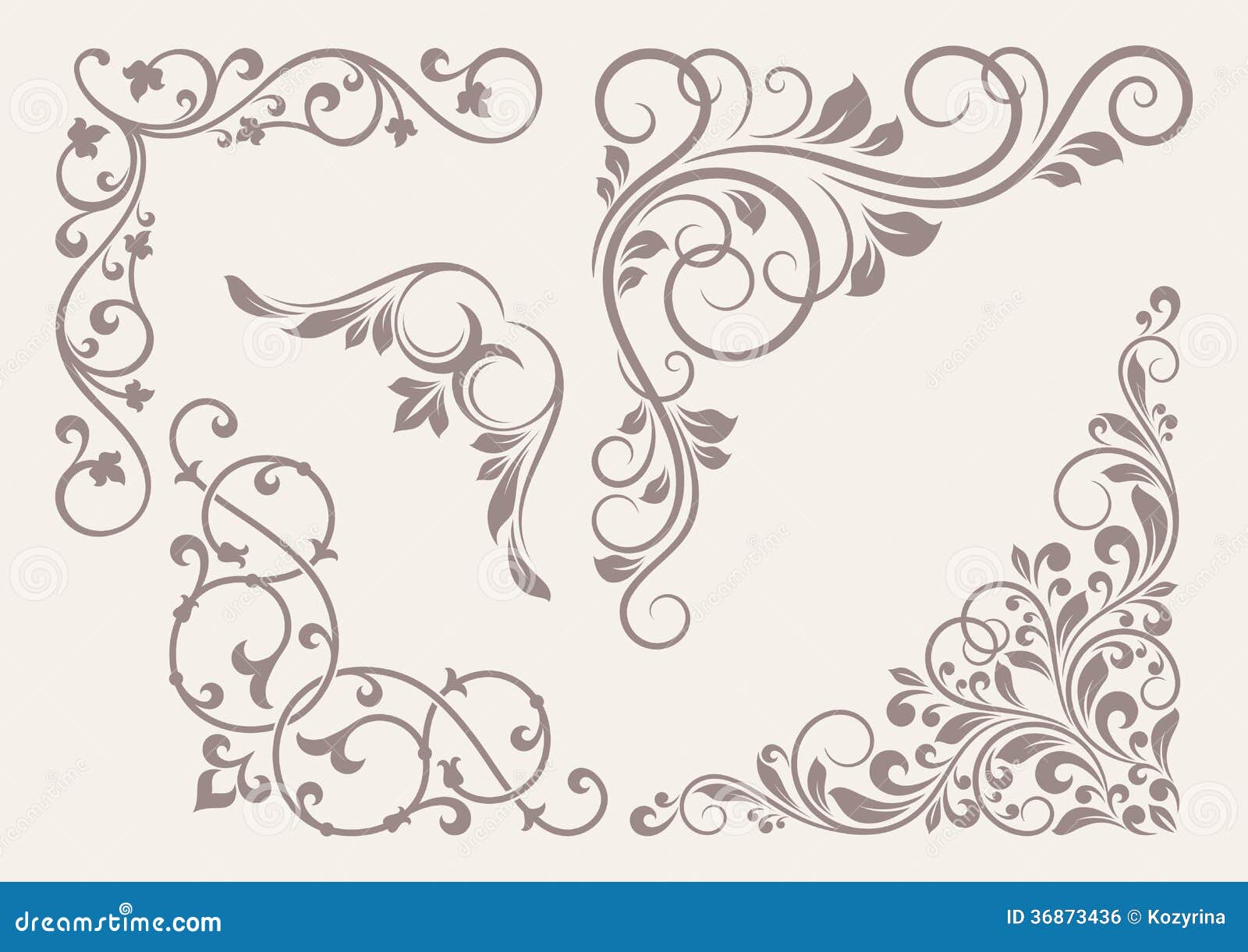 Set of corner ornaments. stock vector. Illustration of classical - 36873436
