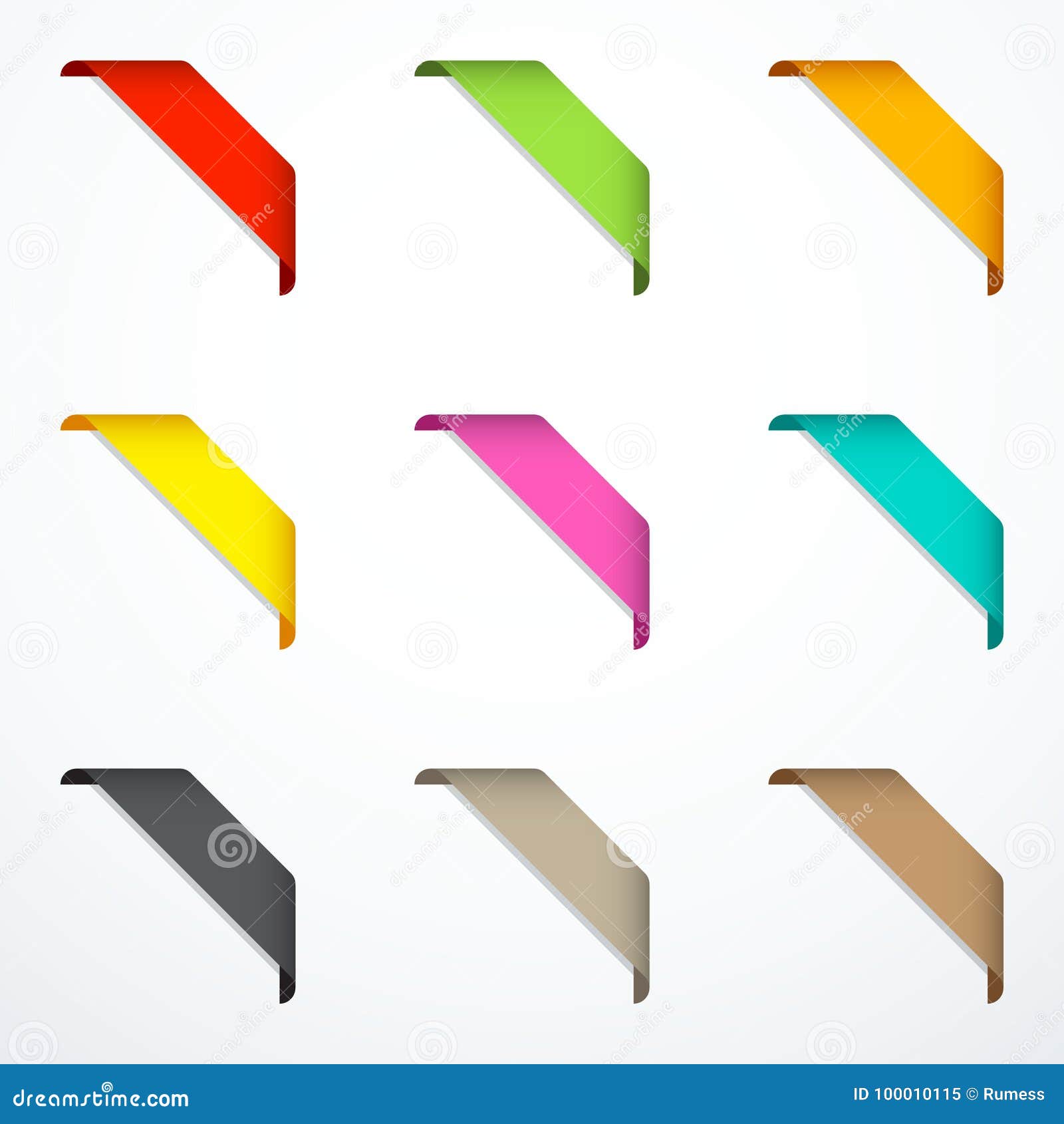 Set of corner ribbons stock vector. Illustration of blue - 100010115