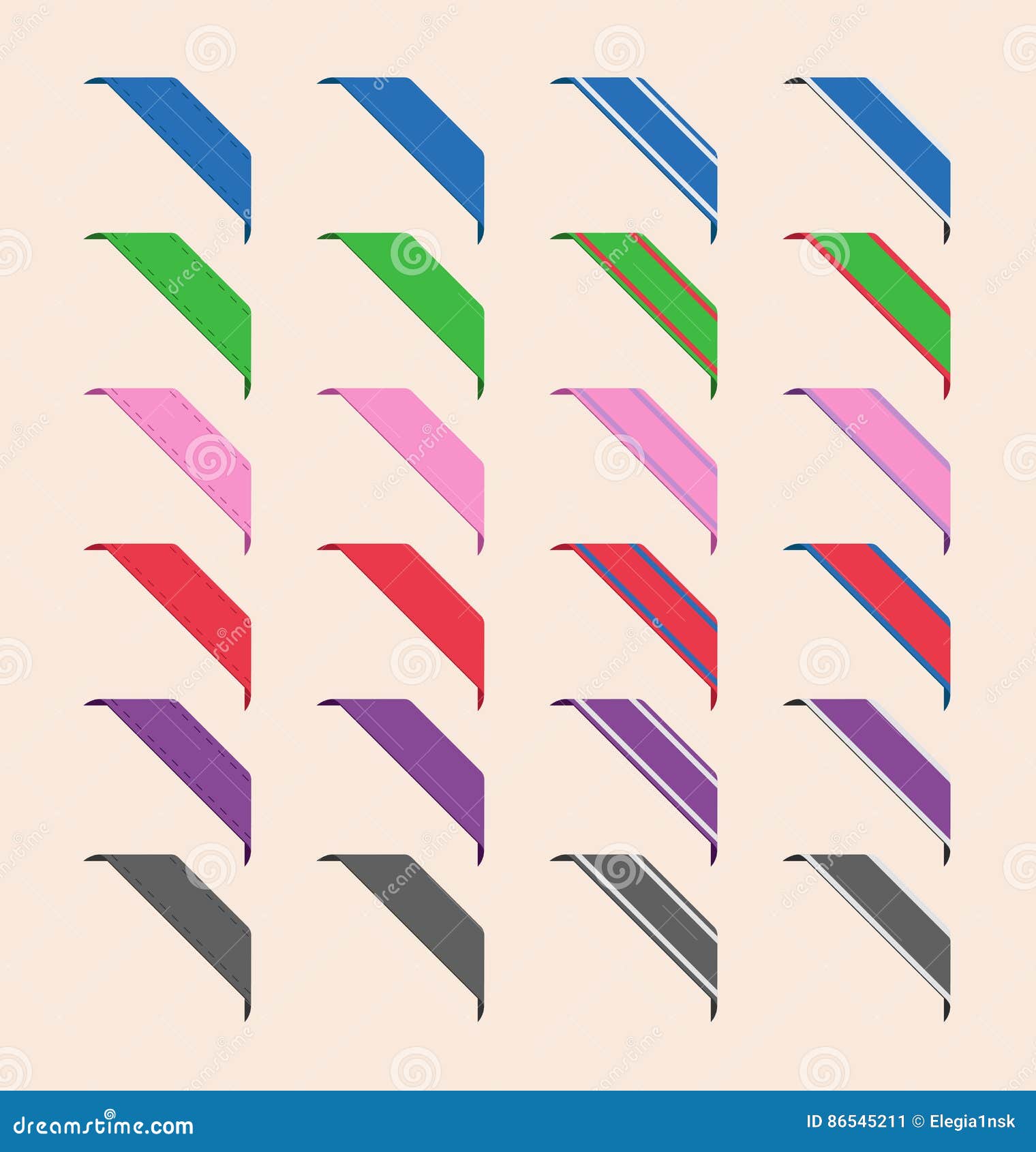 Set of corner ribbons stock vector. Illustration of brochure - 86545211