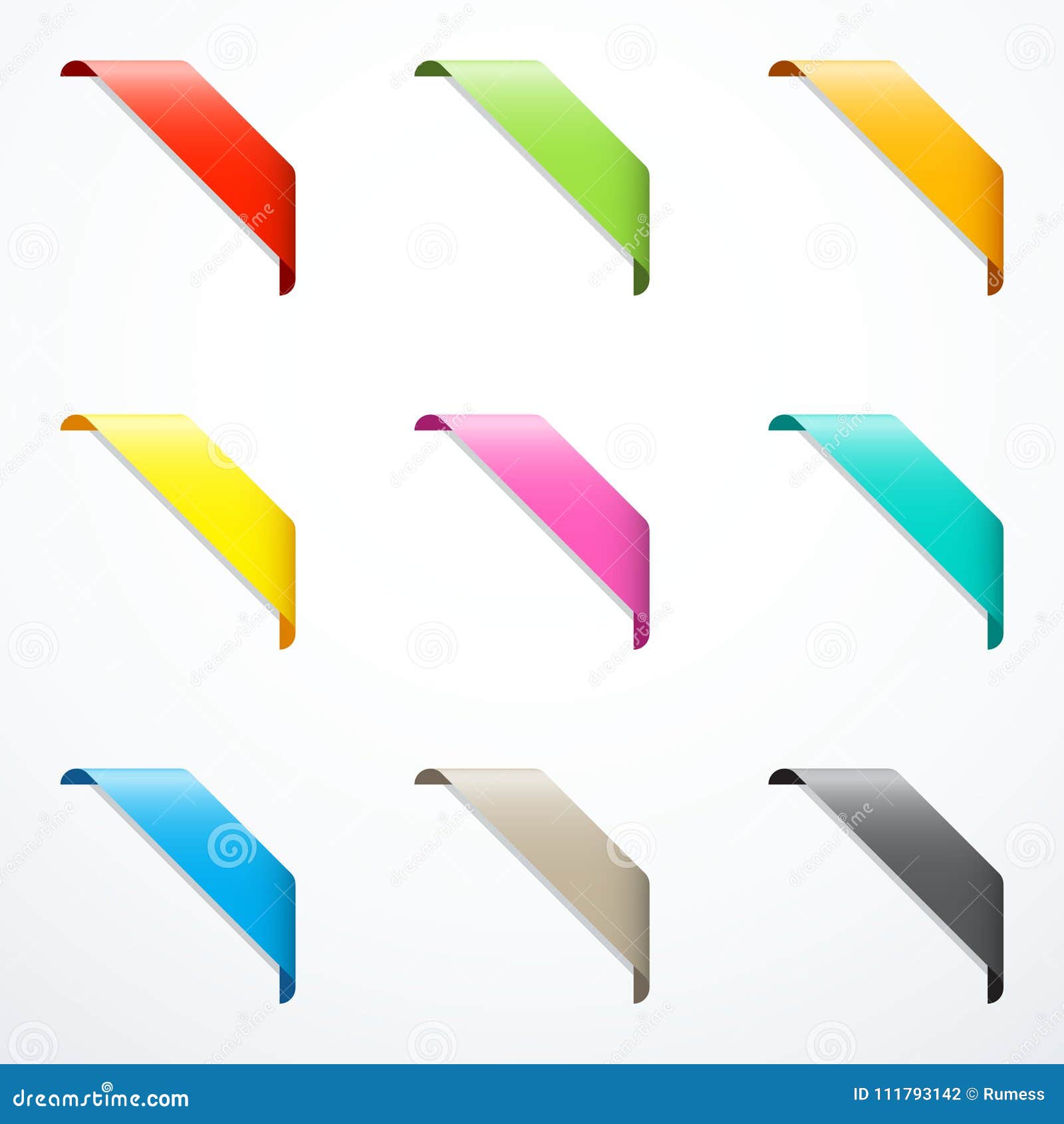 Set of Corner Ribbons. Vector Illustration Stock Vector - Illustration ...