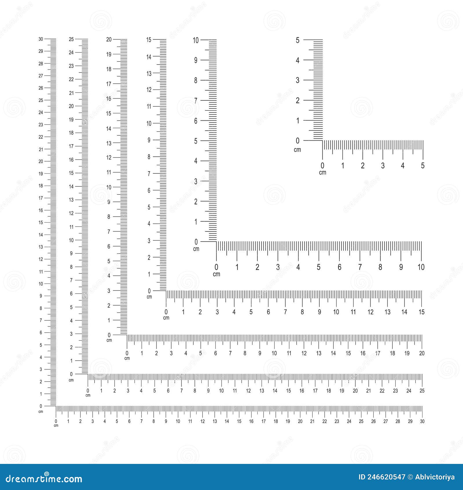 Set of Corner Ruler Templates with Centimeters and Millimeters Markup ...