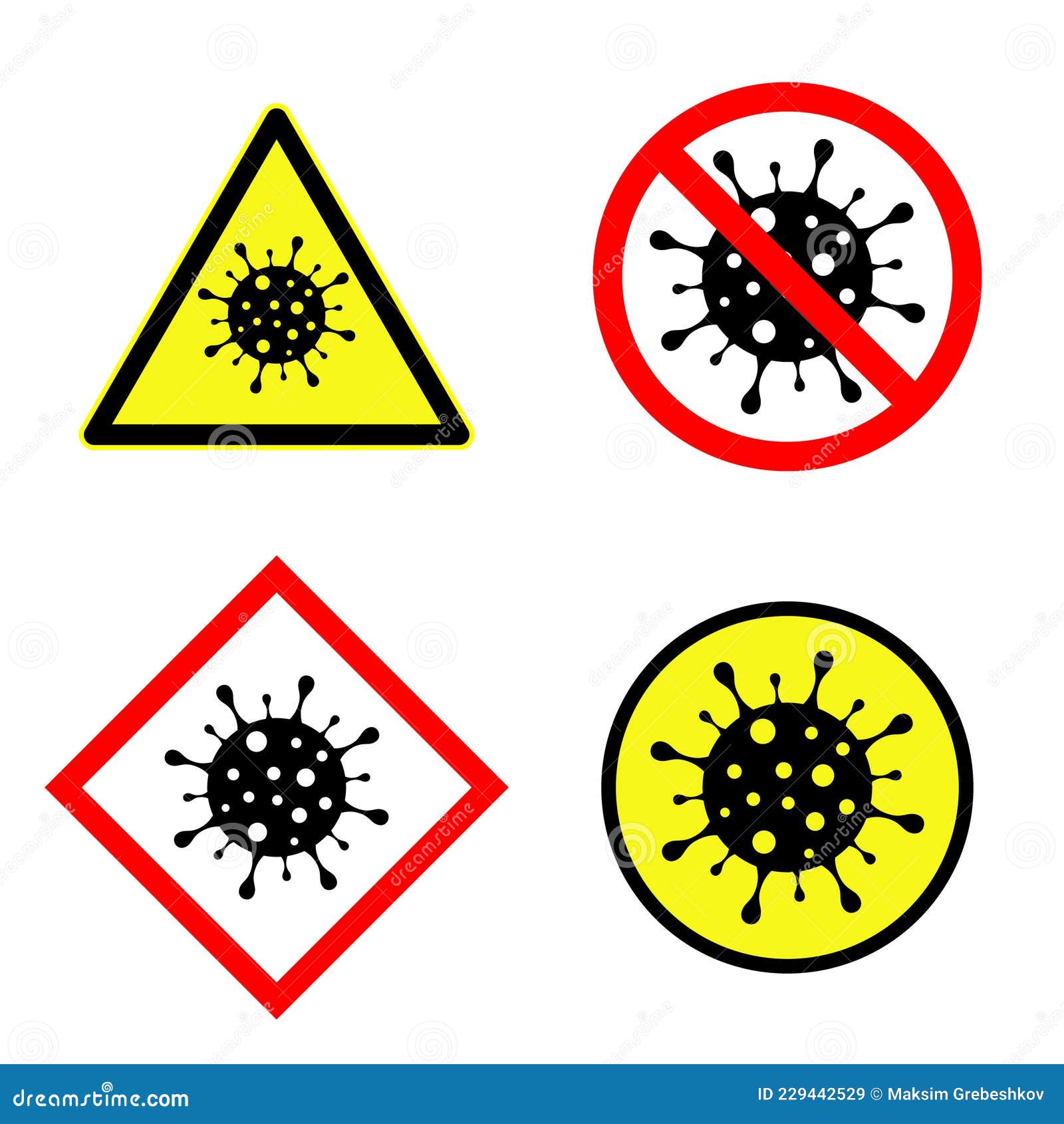 Set of Coronavirus Attention Sign, Quarantine Symbol Stock Vector ...