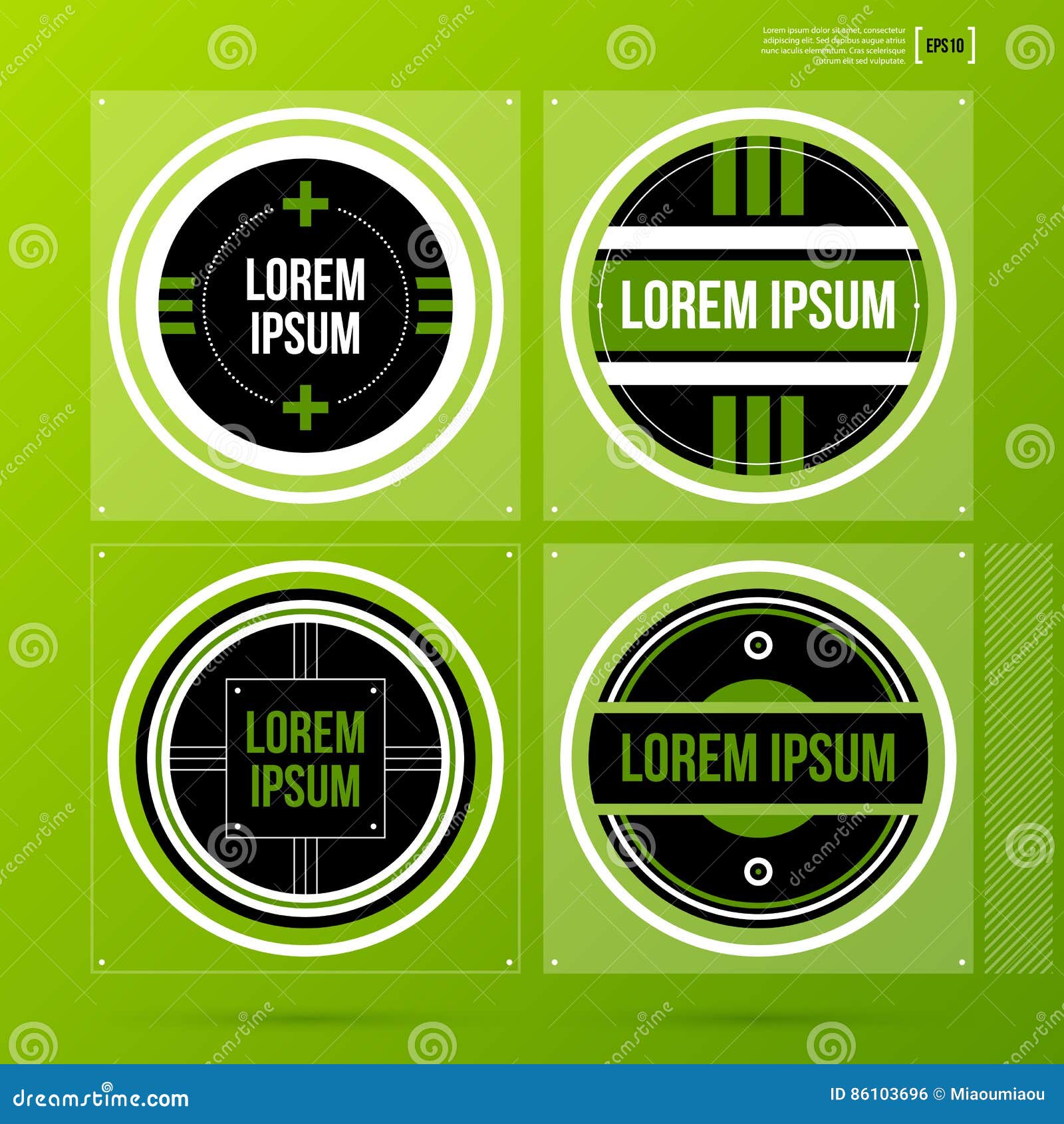 Set of 4 Corporate Labels/logos in Flat Style on Green Background Stock ...