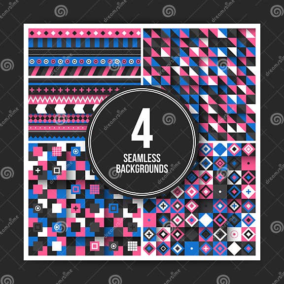Set of 4 Corporate Patterns with Simple Geometric Elements Stock Vector ...
