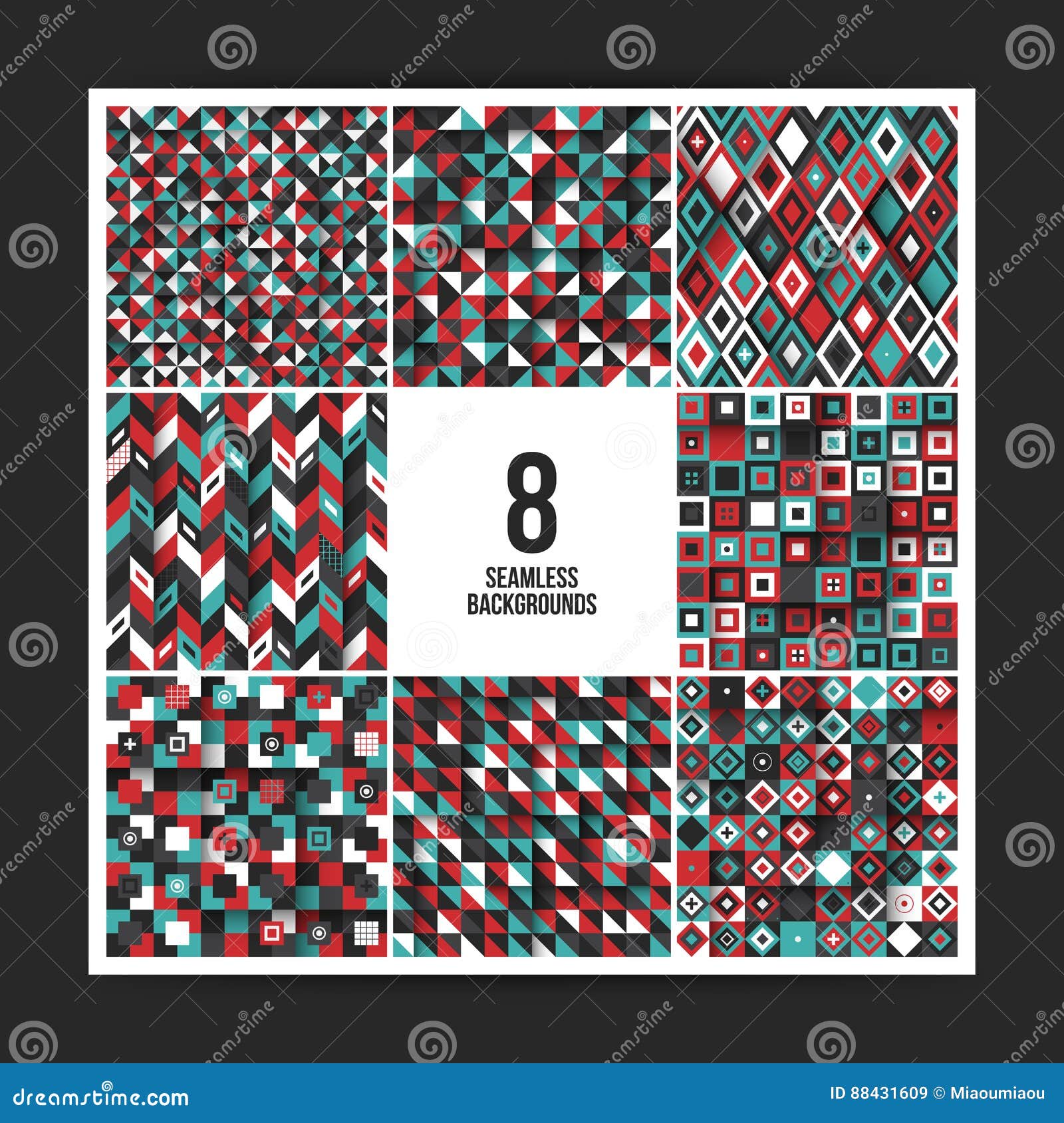 Set of 8 Corporate Patterns with Simple Geometric Elements Stock Vector ...