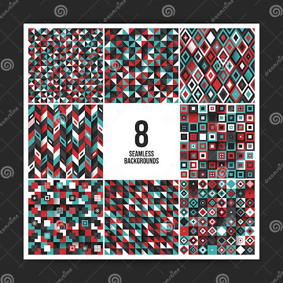 Set of 8 Corporate Patterns with Simple Geometric Elements Stock Vector ...