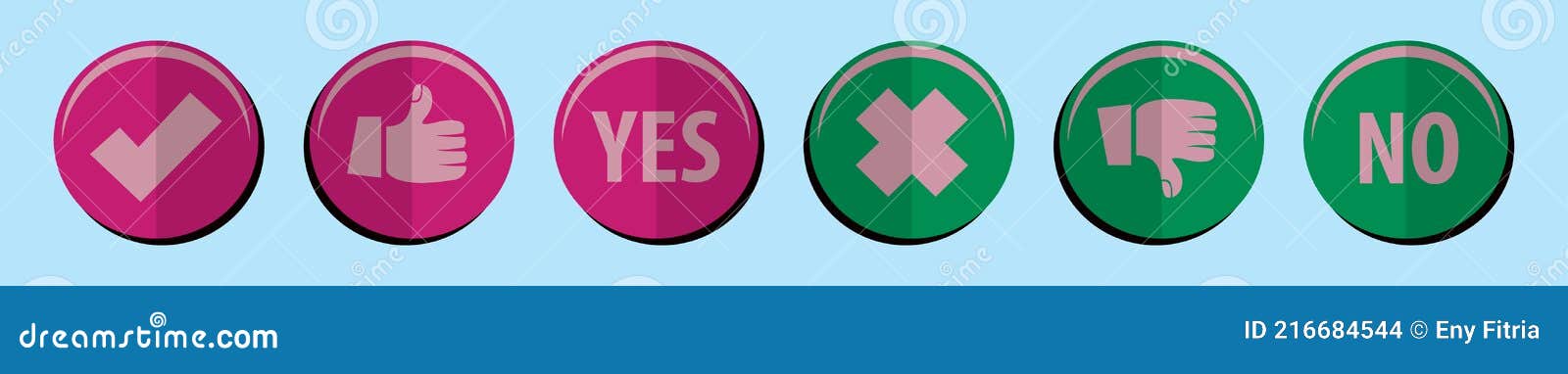 Set of Correct Incorrect Cartoon Icon Design Template with Various ...