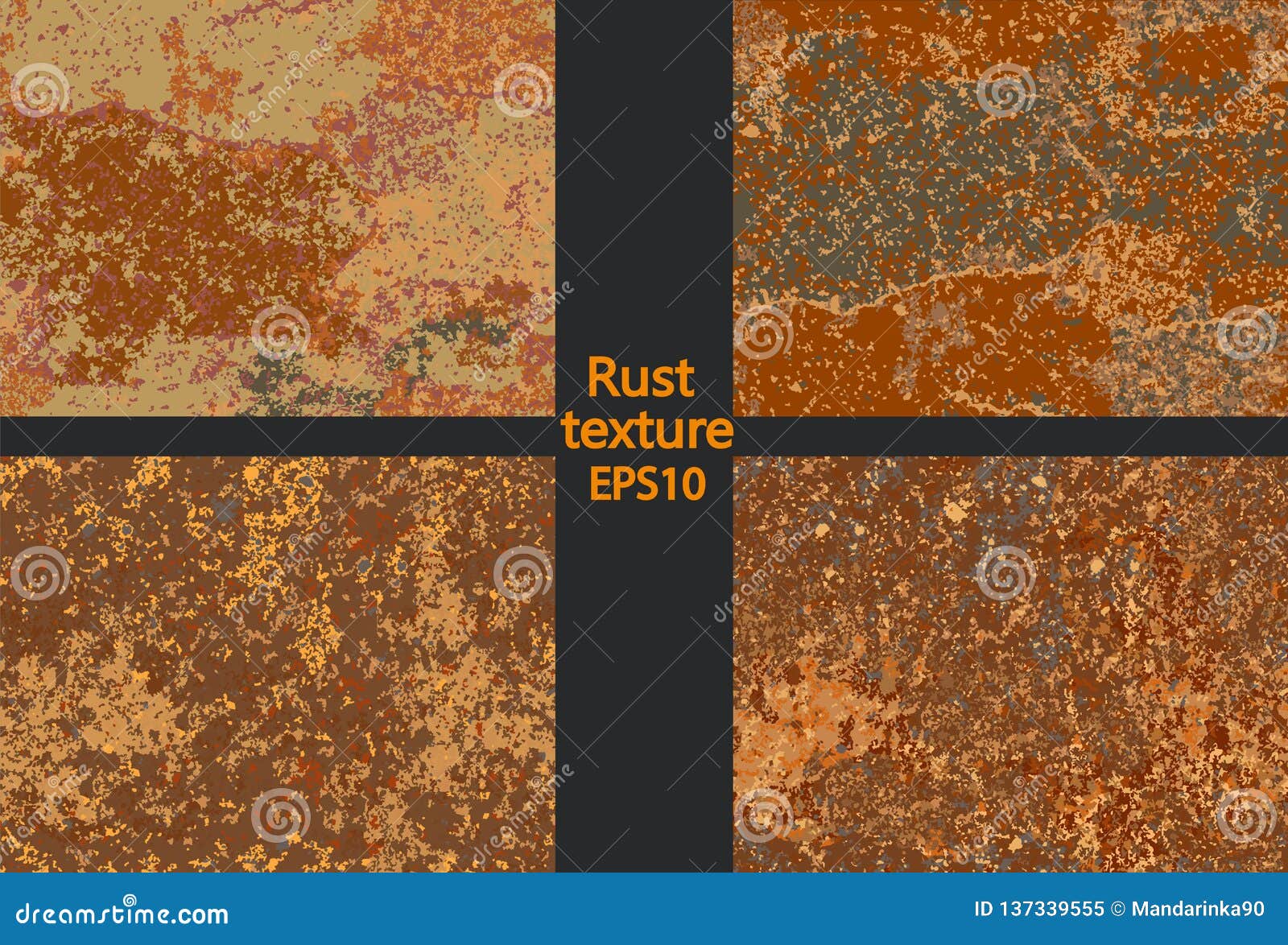 Set Corrosion Rusty Texture, Imitation of Rust. Stock Vector ...