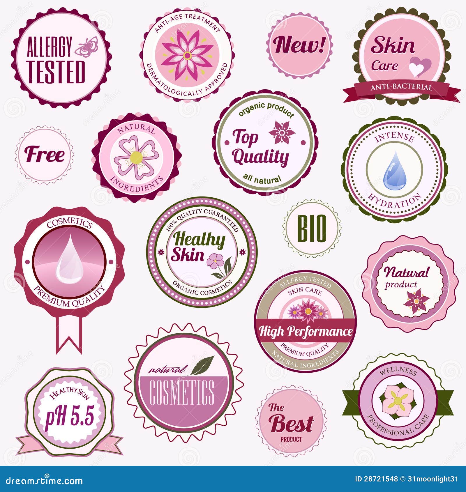 Set of Cosmetic Badges, Labels and Stickers Stock Vector - Illustration ...