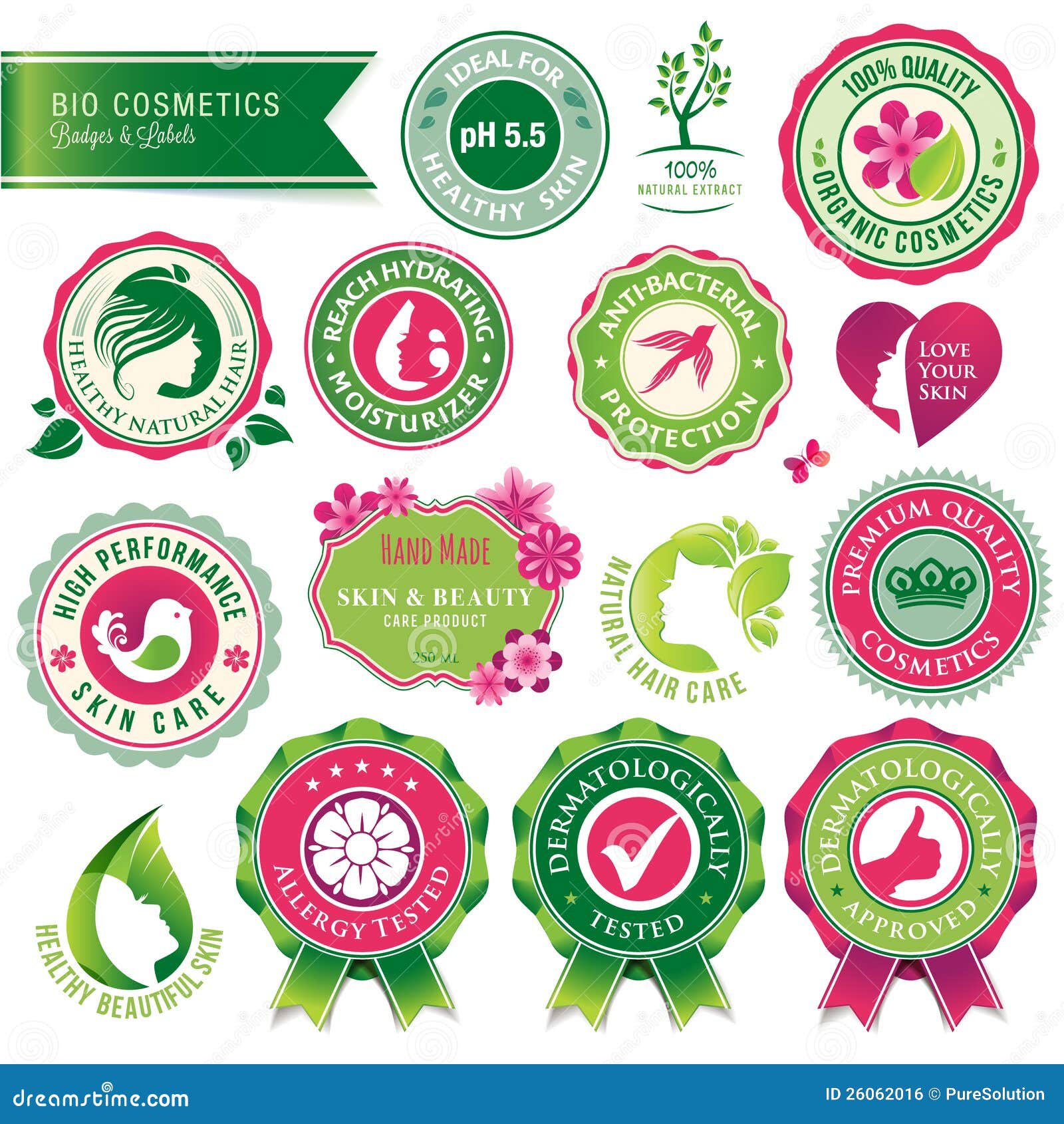 Set of Cosmetics Badges and Labels Stock Vector - Illustration of face ...