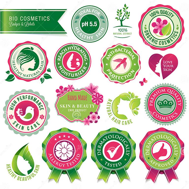 Set of Cosmetics Badges and Labels Stock Vector - Illustration of face ...