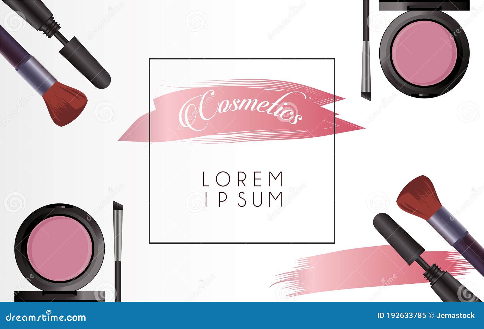 Set of Cosmetics Makeup Square Frame Stock Vector - Illustration of ...