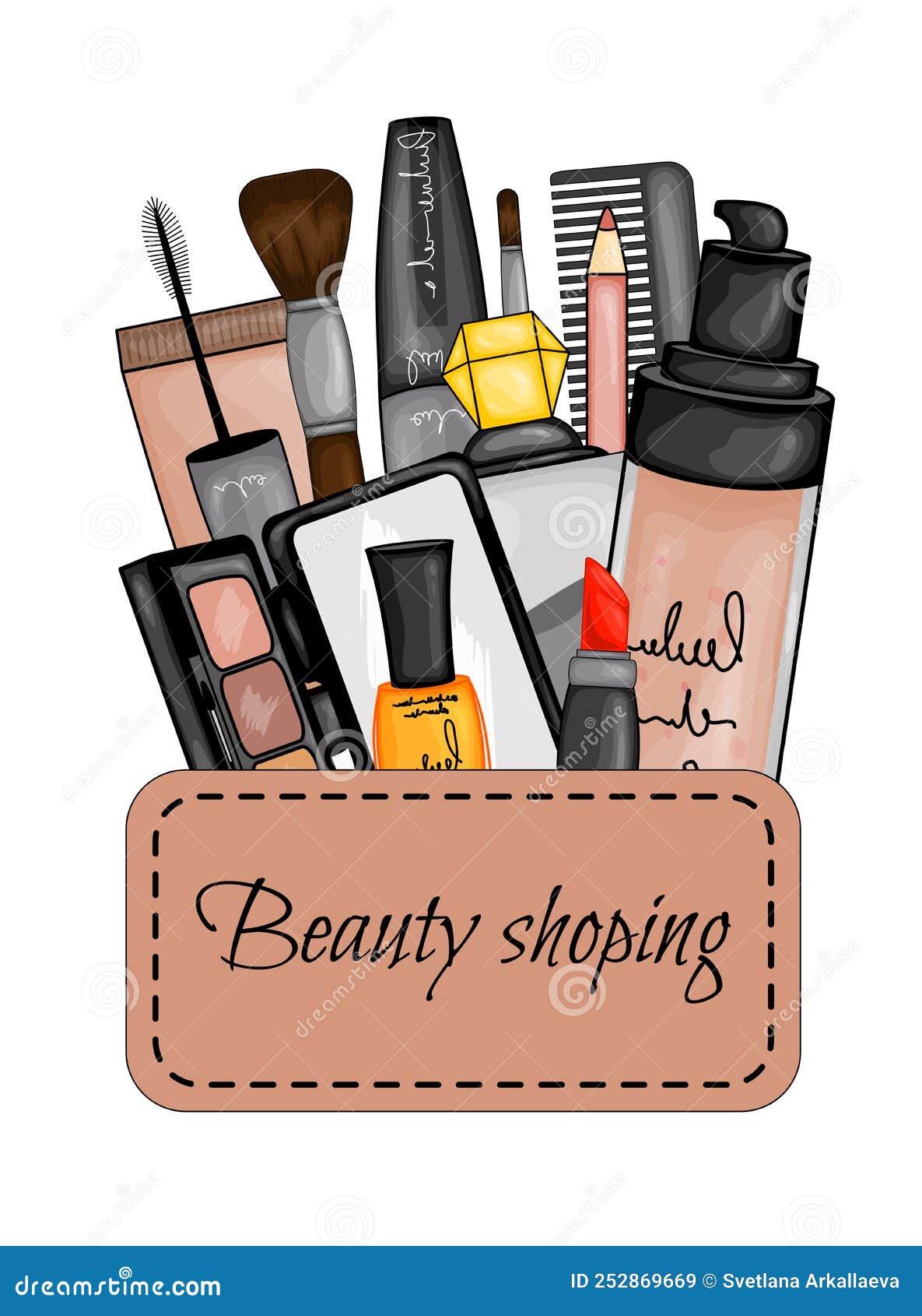 Set of Cosmetics for Visage. Cartoon Style. Vector Illustration. Stock ...