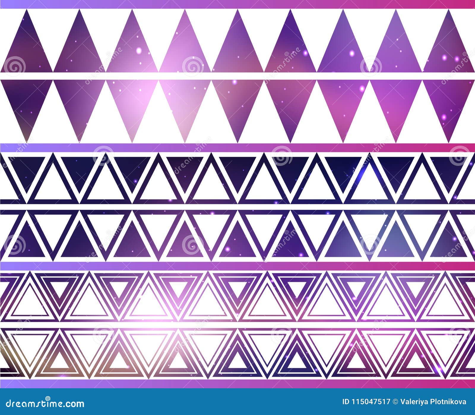 Set of Cosmic Geometric Seamless Borders. Stock Vector - Illustration ...