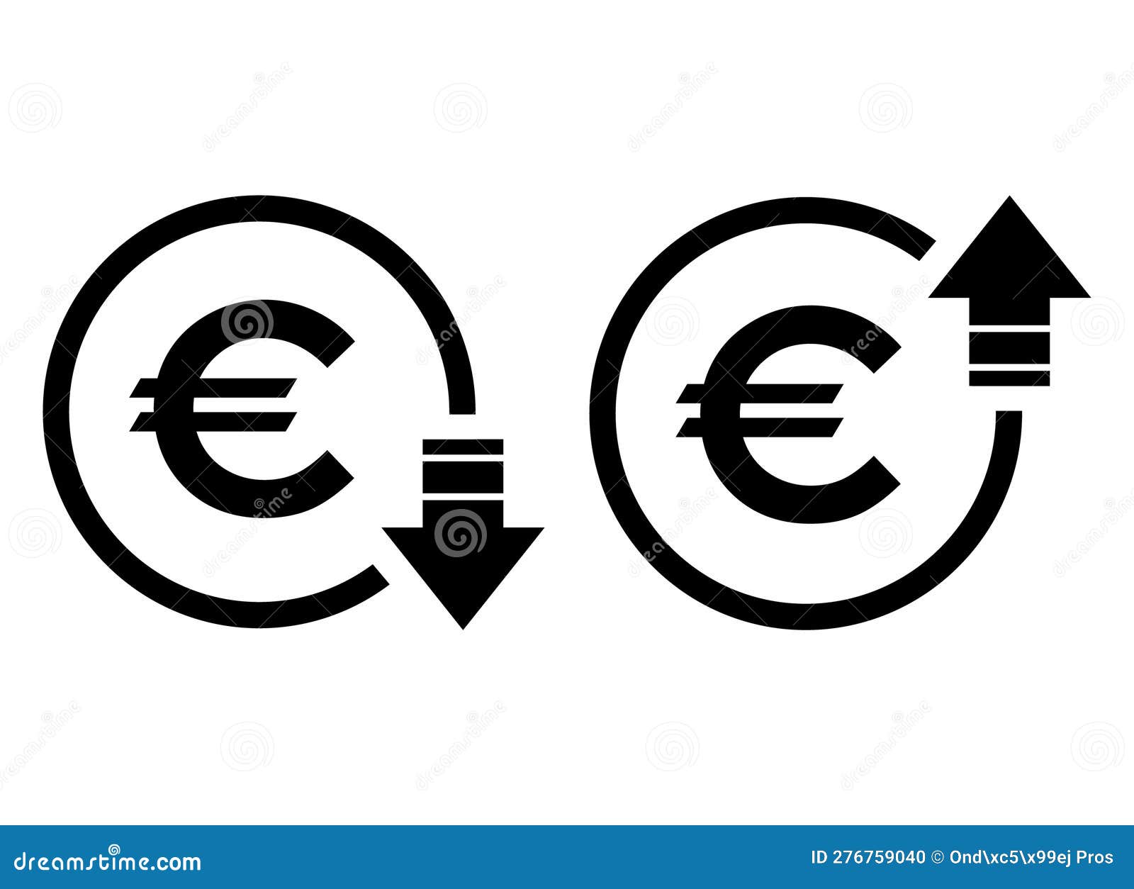 Set of Cost Symbol Euro Increase and Decrease Icon. Money Vector Symbol Isolated on Background ...