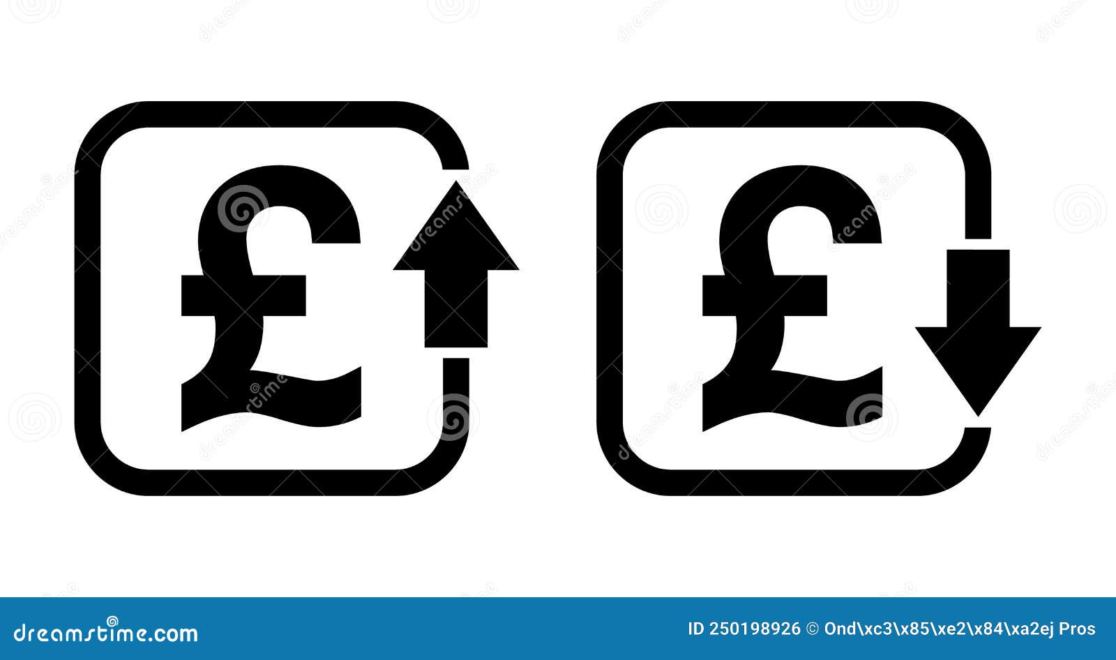 Set of Cost Symbol Pound Increase and Decrease Icon. Money Vector Symbol Isolated on Background ...