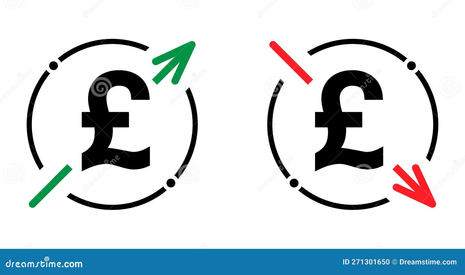 Set of Cost Symbol Pound Increase and Decrease Icon. Money Vector Symbol Isolated on Background ...