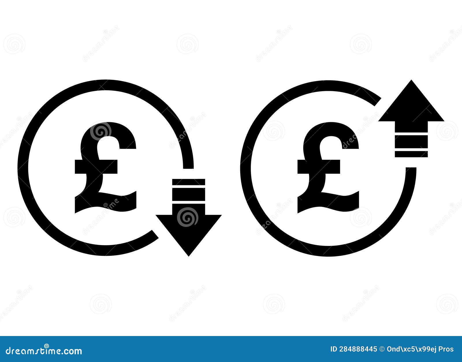 Set of Cost Symbol Pound Increase and Decrease Icon. Money Vector Symbol Isolated on Background ...