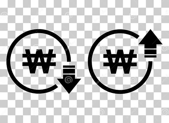 Set of Cost Symbol Won Increase and Decrease Icon. Money Vector Symbol ...