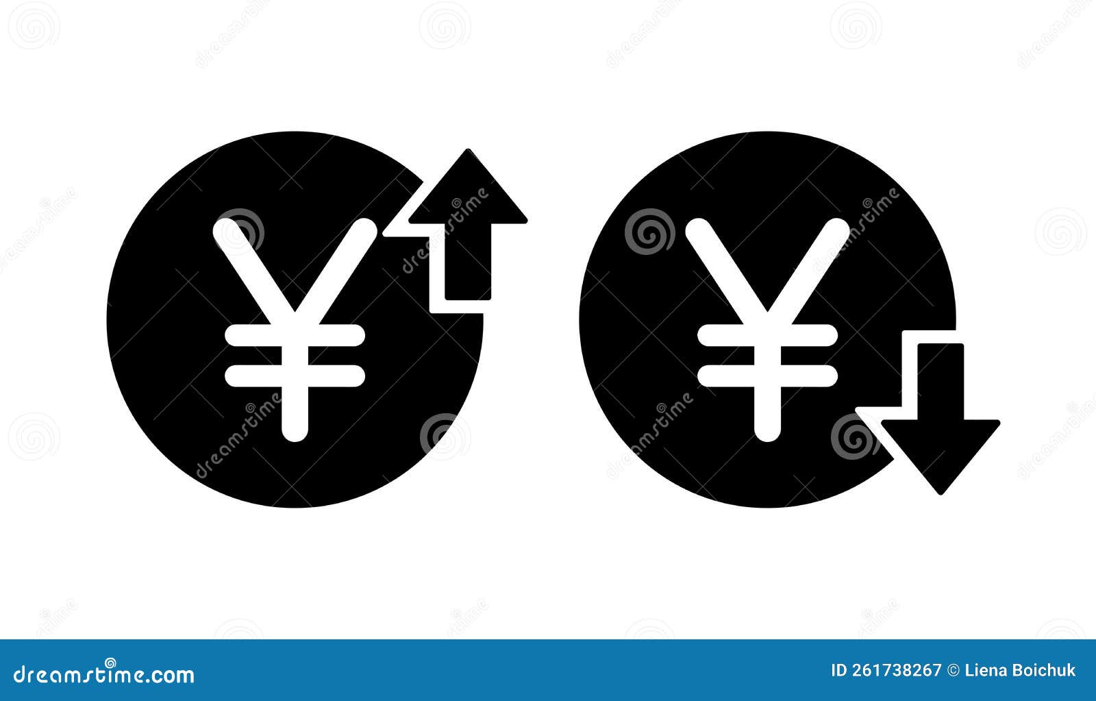 Set of Cost Symbol Yen Increase and Decrease Icon, Money, Lapanese Yen ...