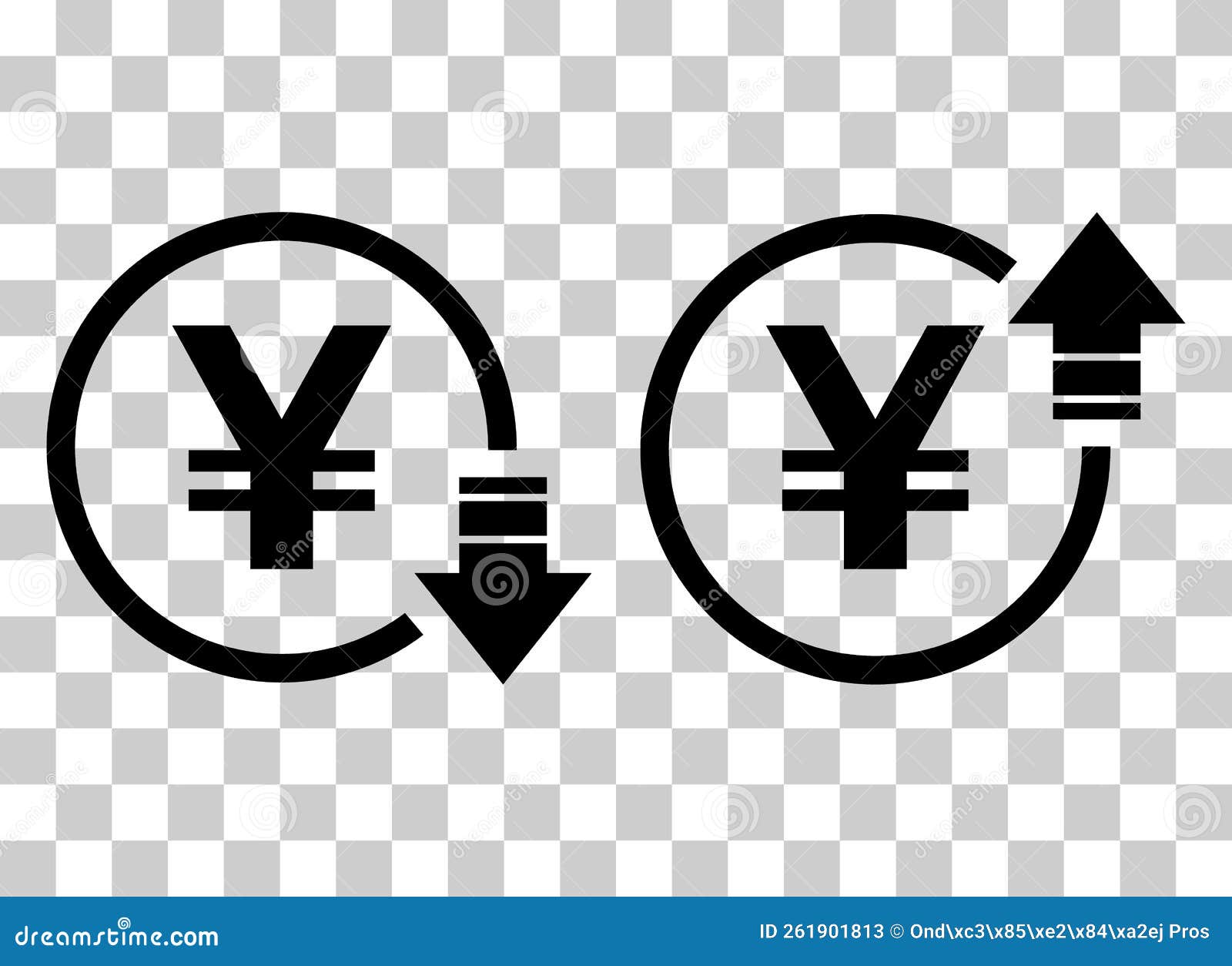 Set of Cost Symbol Yuan Increase and Decrease Icon. Money Vector Symbol Isolated on Background ...