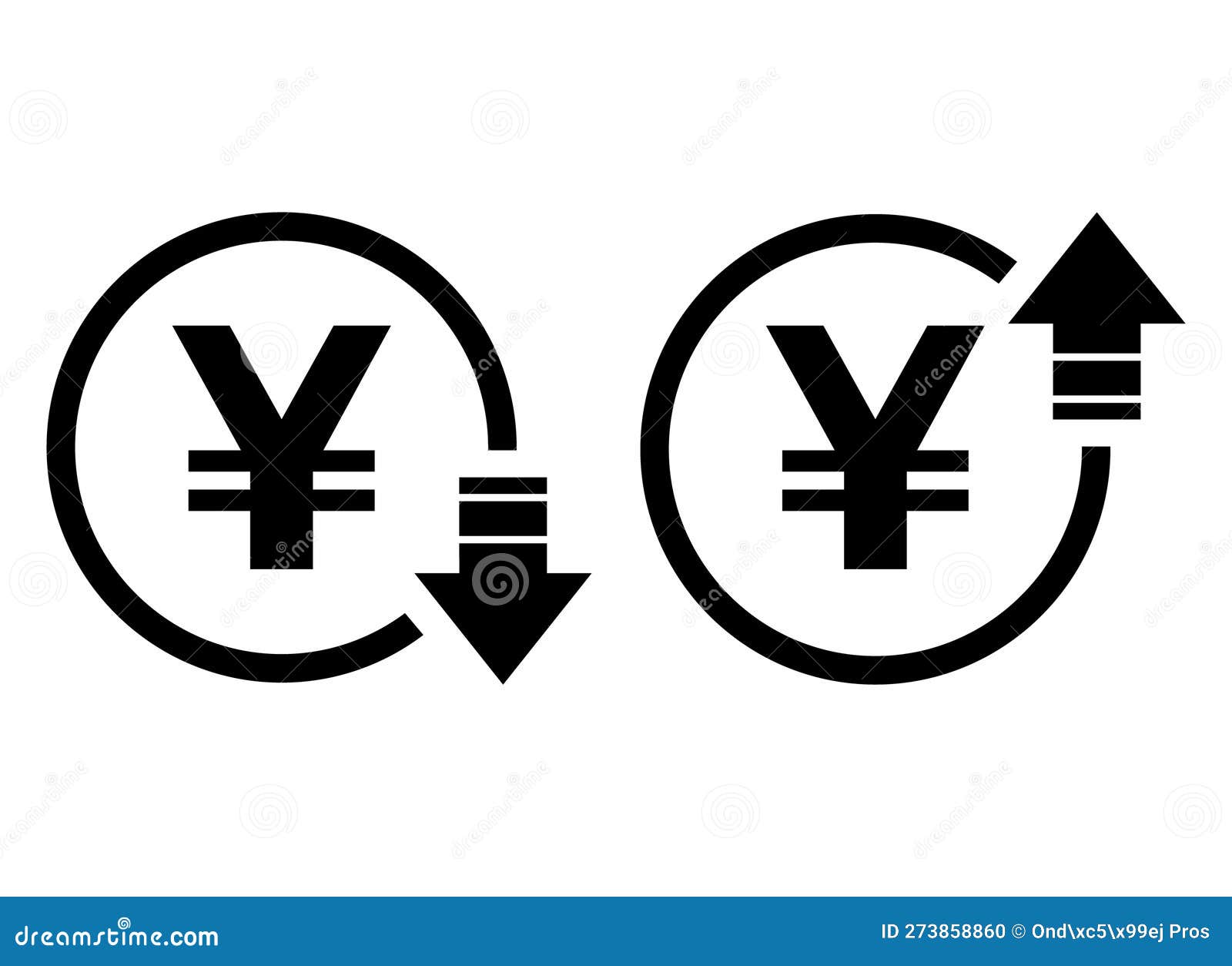 Set of Cost Symbol Yuan Increase and Decrease Icon. Money Vector Symbol Isolated on Background ...