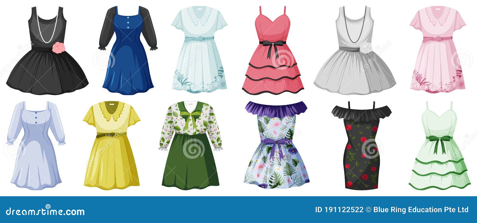 Set of costume objects stock vector. Illustration of dress - 191122522