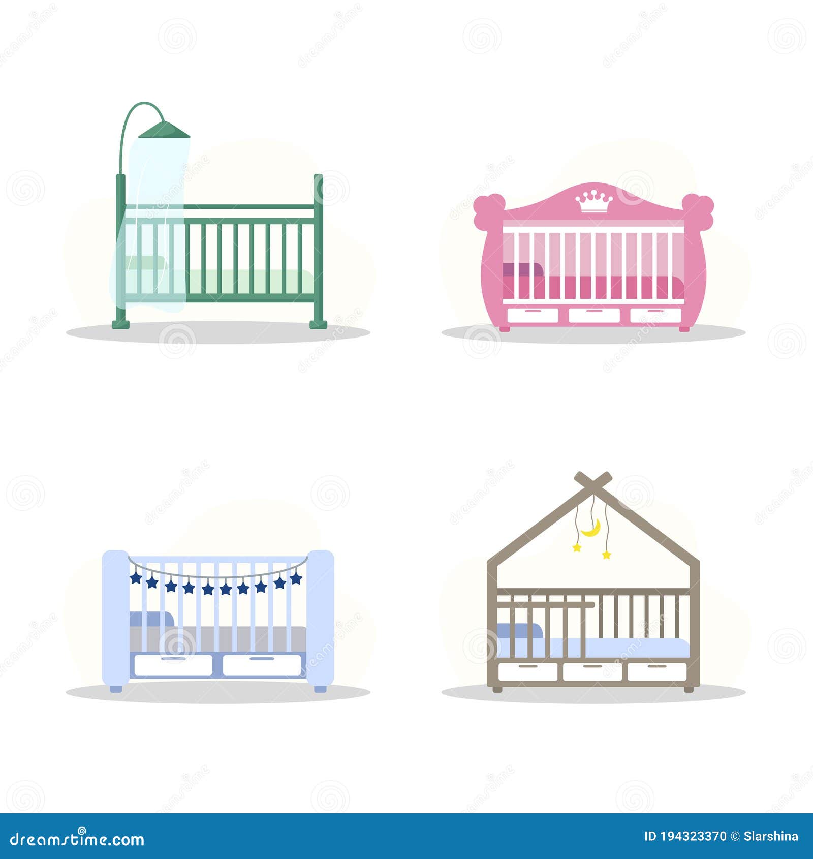 Set of Cot Icons. Simple Element from Baby Things Icons Collection ...