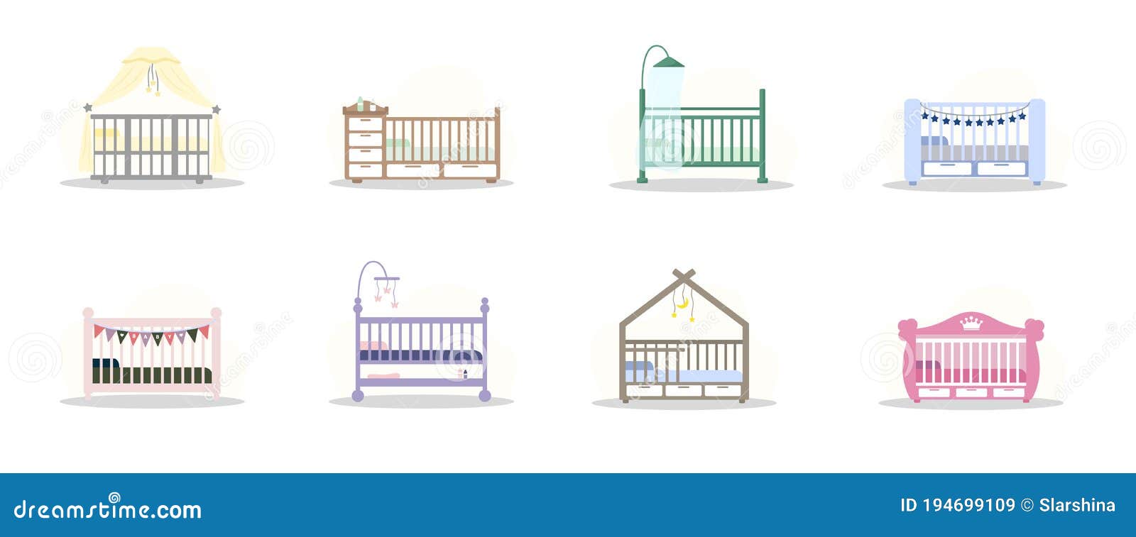 Set of Cot Icons. Simple Element from Baby Things Icons Collection ...