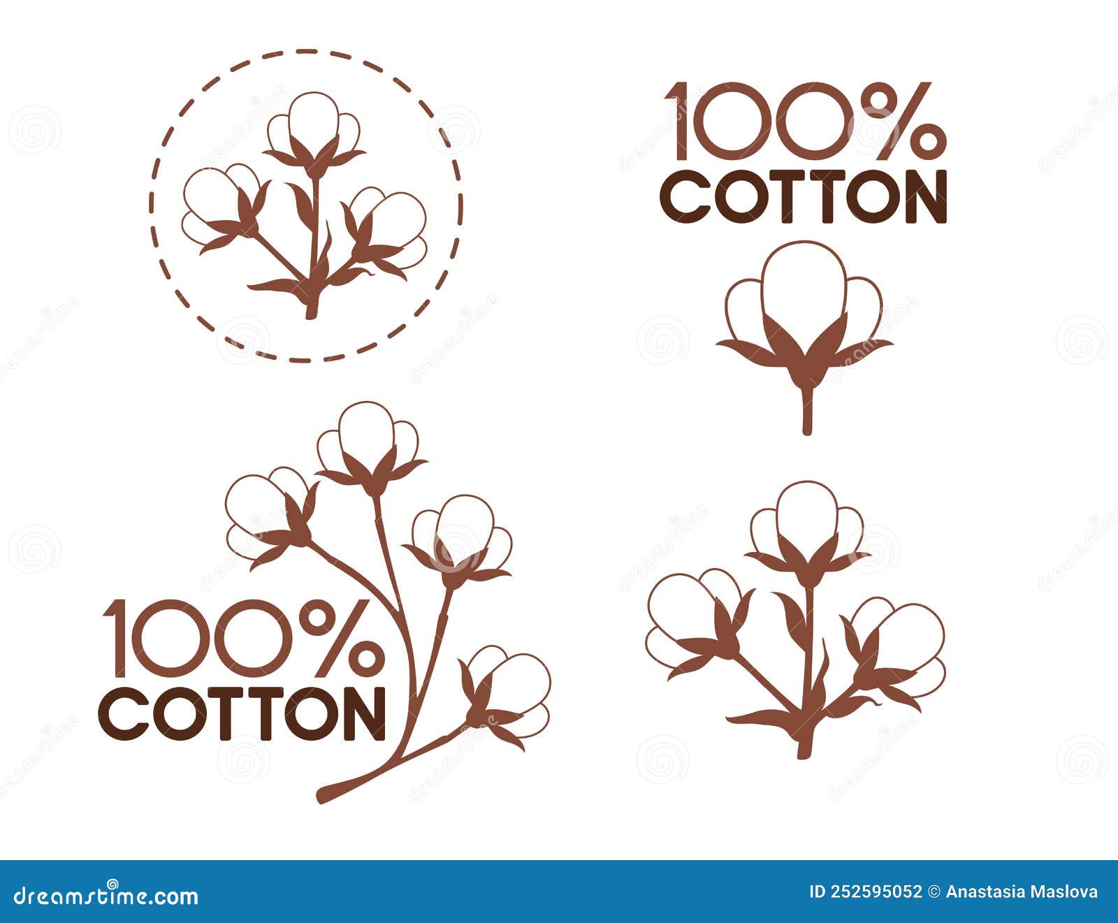 Set of 100 Cotton Label Badge Vector Illustration Isolated on White ...