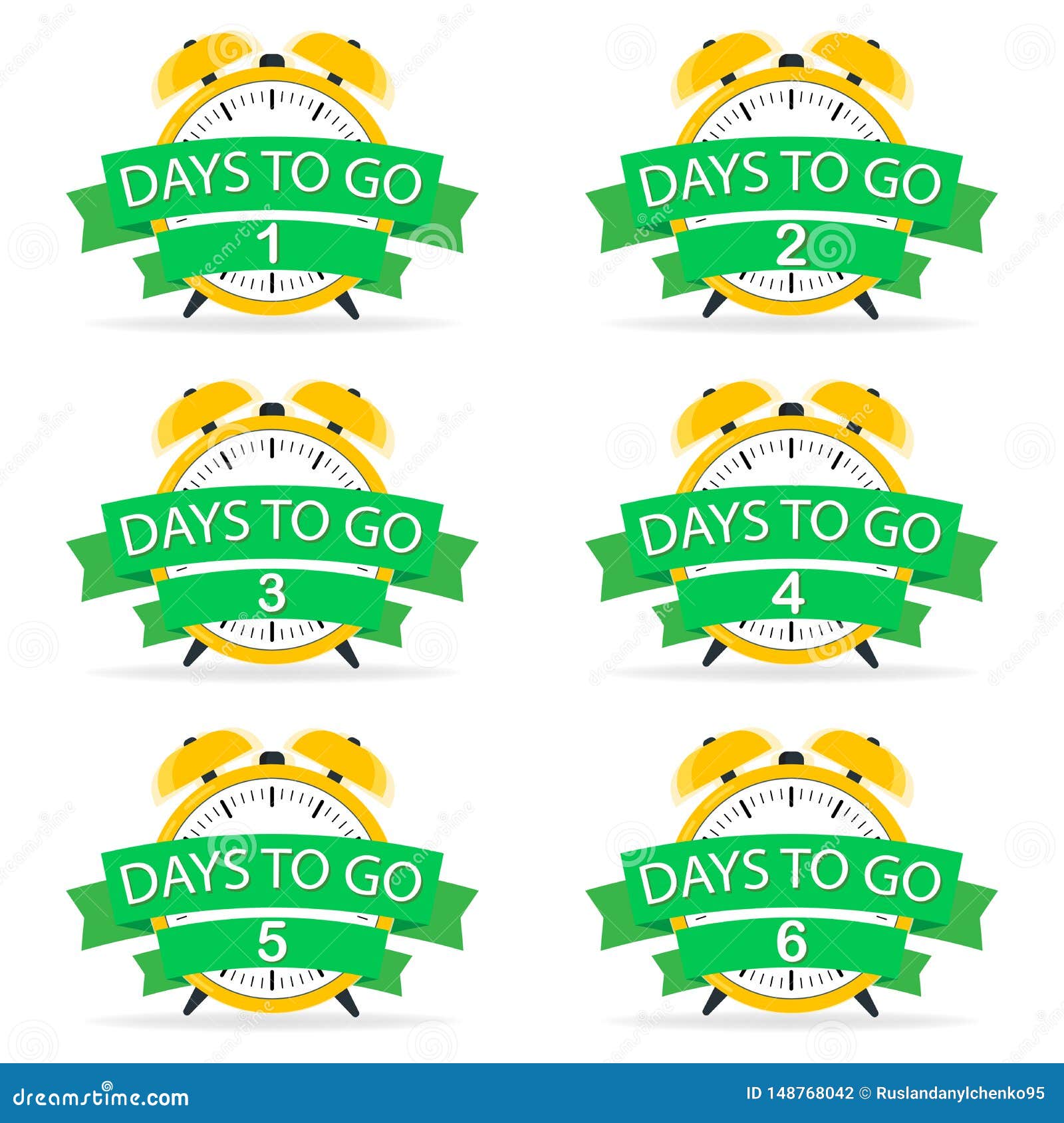 Set the Countdown Days To the Beginning. Vector Sign with Yellow Alarm ...