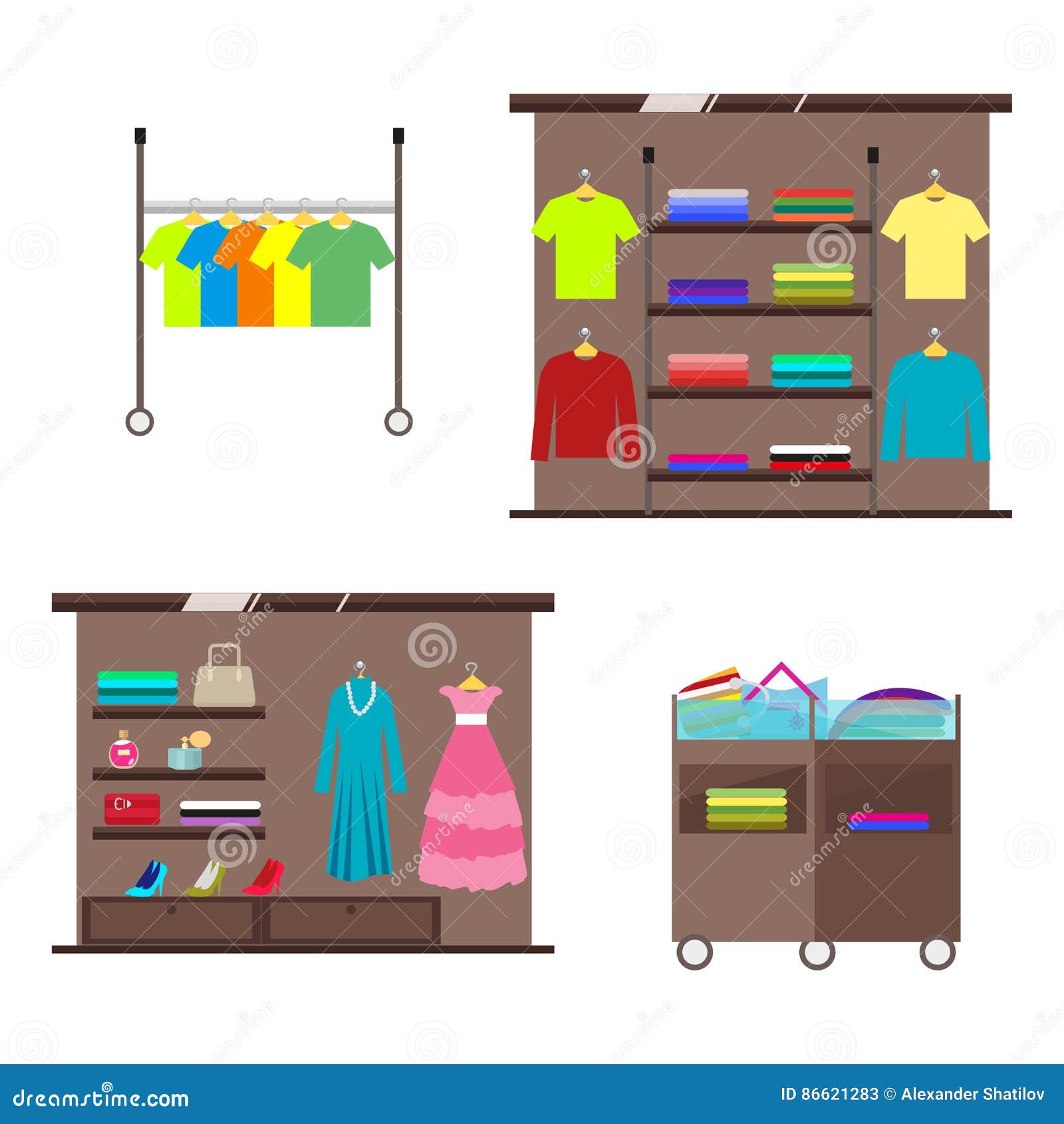 Set of Counters and Displays for Interior Decoration of Clothes and ...