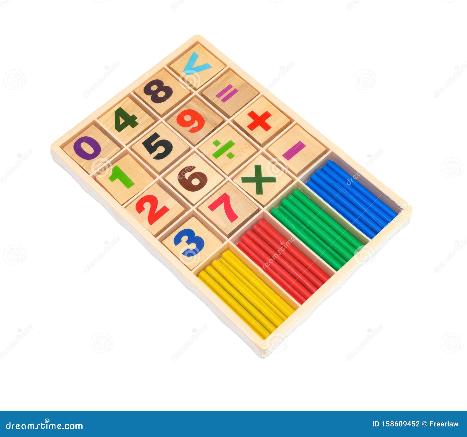 Counting Rods with Number Plates on White Stock Photo - Image of ...