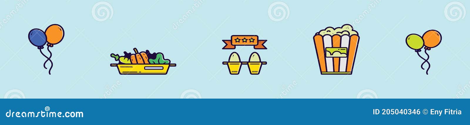 Set of County Fair Cartoon Icon Design Template with Various Models ...