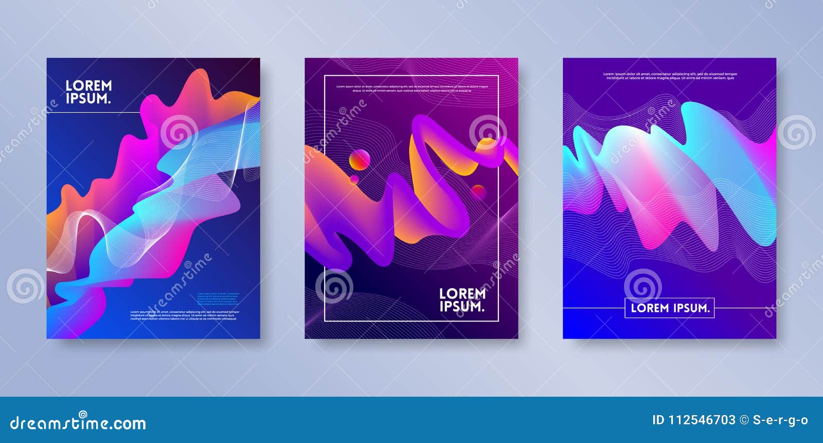 Set of Cover Design with Abstract Multicolored Flow Shapes. Vector ...