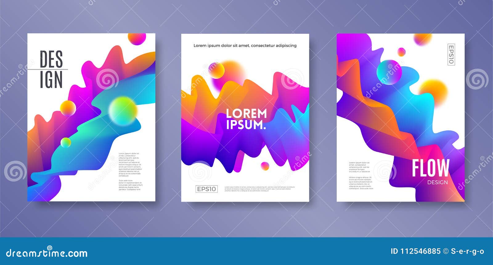 Set of Cover Design with Abstract Multicolored Flow Shapes. Vector ...