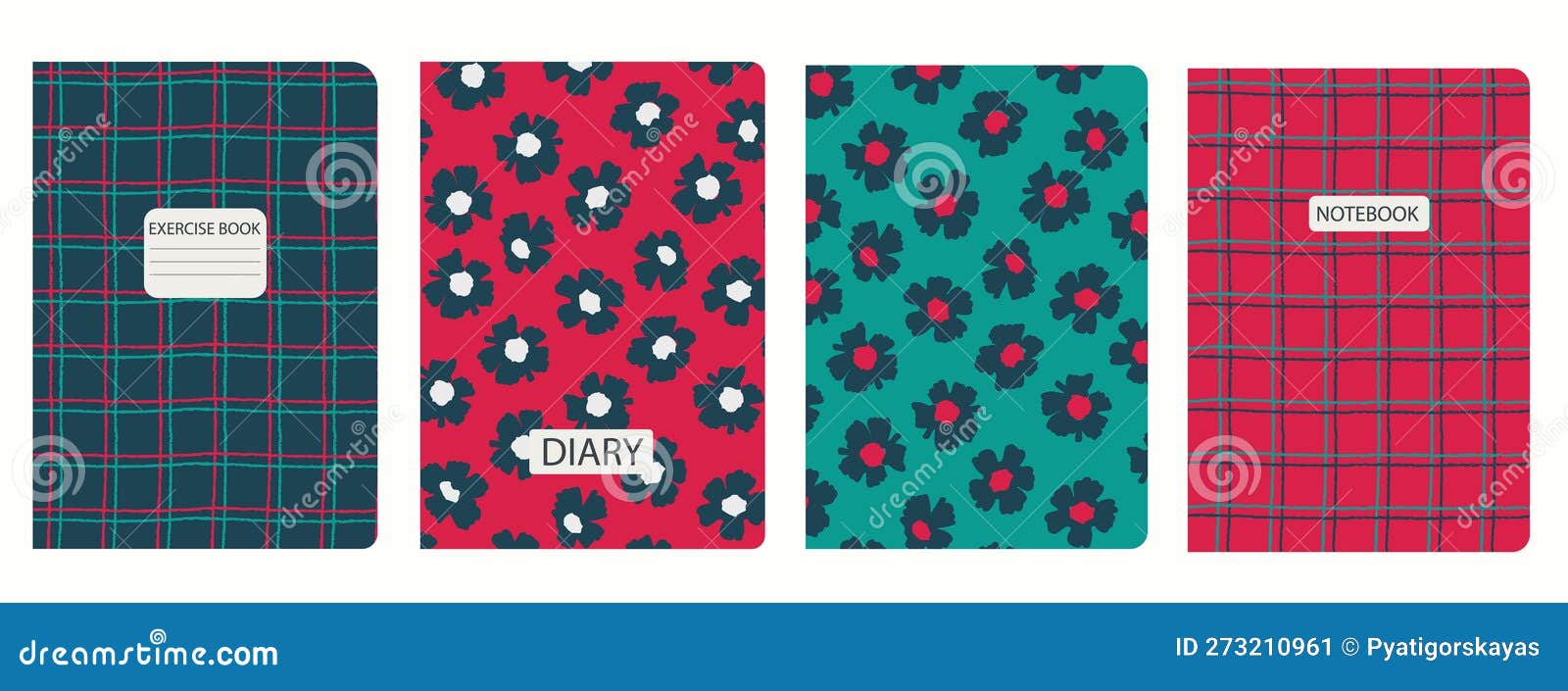 Set of Cover Page Templates Based on Grid Seamless Patterns, Spiral ...