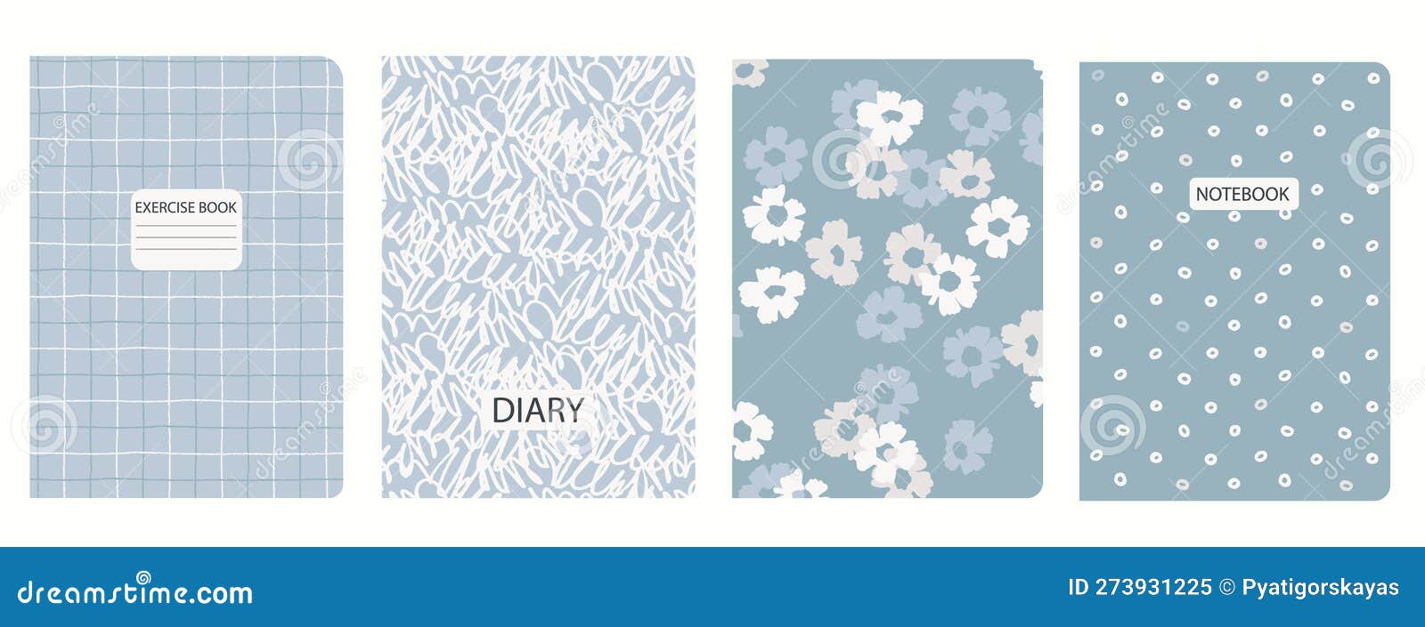 Set of Cover Page Templates Based on Grid Seamless Patterns, Spiral ...