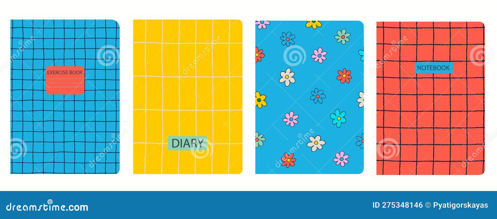 Set of Cover Page Templates Based on Grid Seamless Patterns, Spiral ...