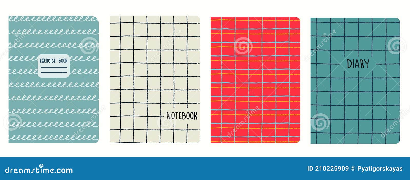 Set of Cover Page Templates Based on Grid Seamless Patterns, Spiral ...