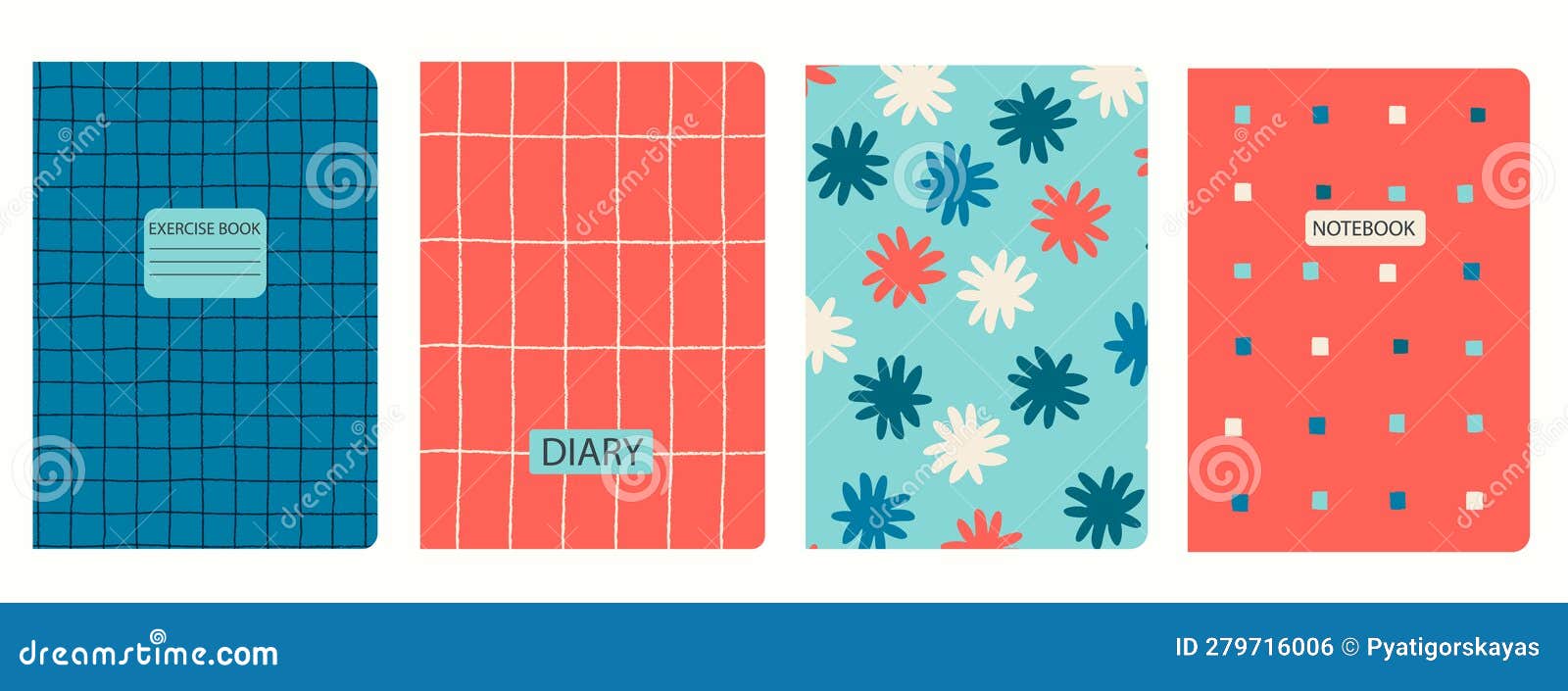 Set of Cover Page Templates Based on Grid Seamless Patterns, Spiral ...