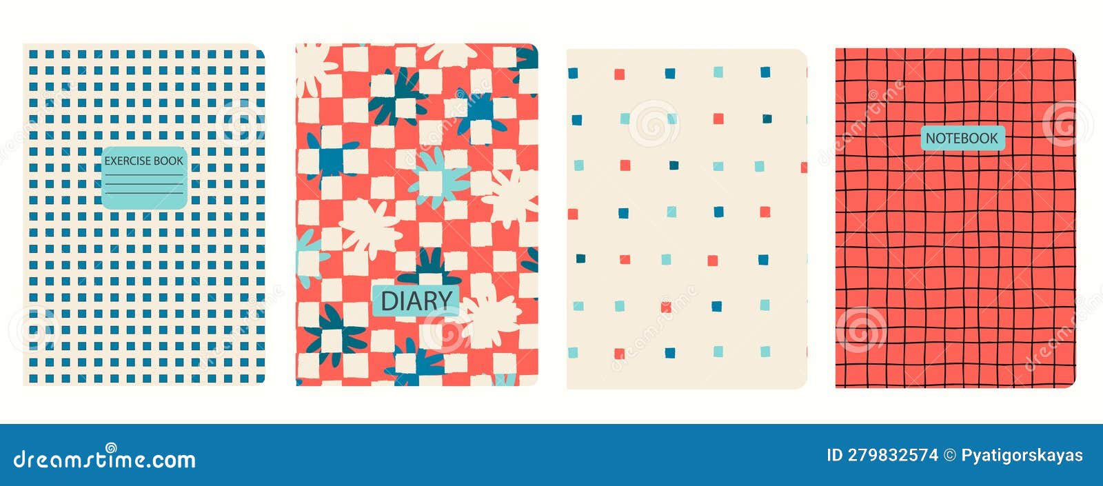 Set of Cover Page Templates Based on Grid Seamless Patterns, Spiral ...