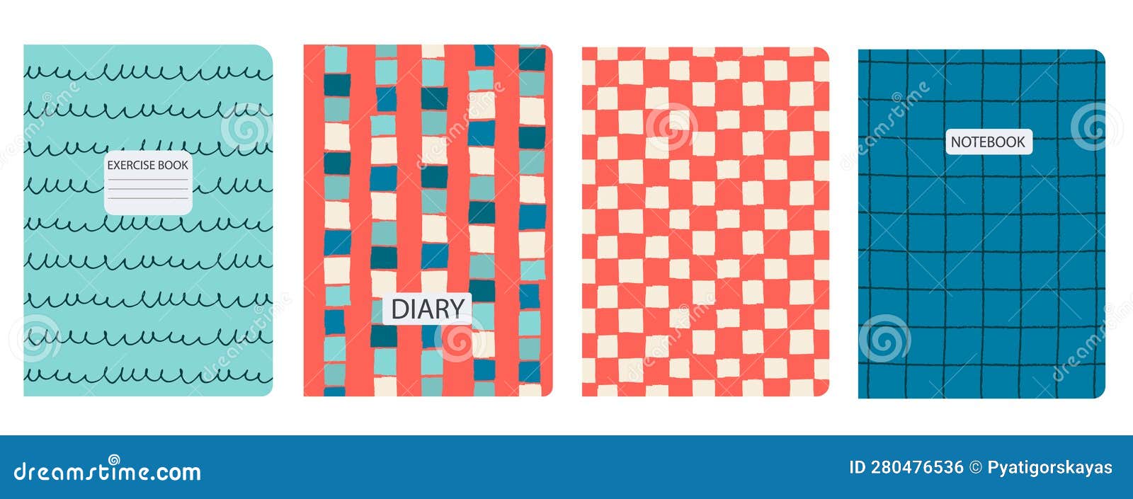 Set of Cover Page Templates Based on Grid Seamless Patterns, Spiral ...