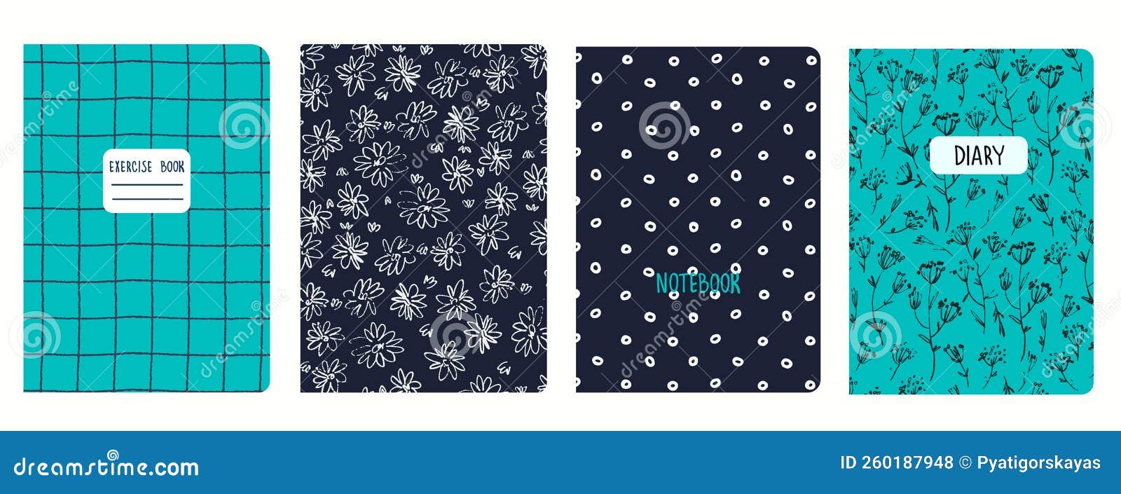 Set of Cover Page Templates Based on Grid Seamless Patterns, Spiral ...